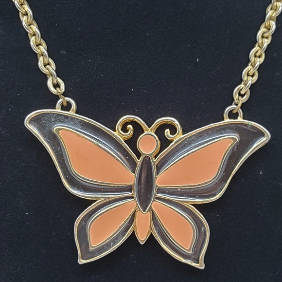 Lin | Jewelry | Vintage Lin Enamel Butterfly Necklace 24 Full Length ...